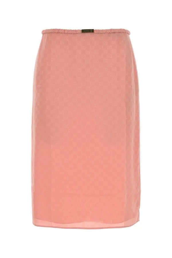 Gucci Inspired Gg Silk Mini Skirt For - Pink