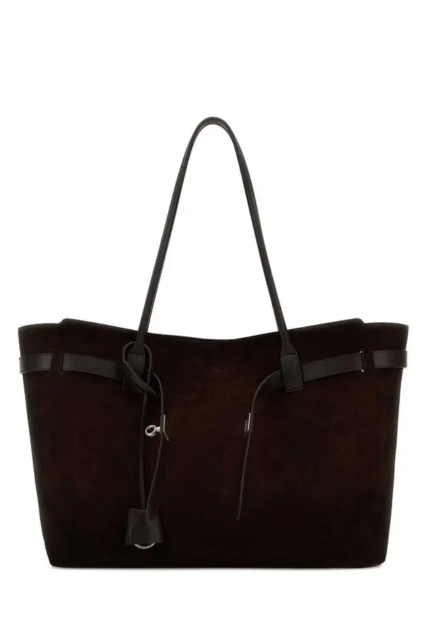 Balenciaga Large Bel Air Suede Shopping Handbag - Brown