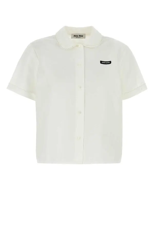 Miu Miu Cotton Linen Blend Shirt - White