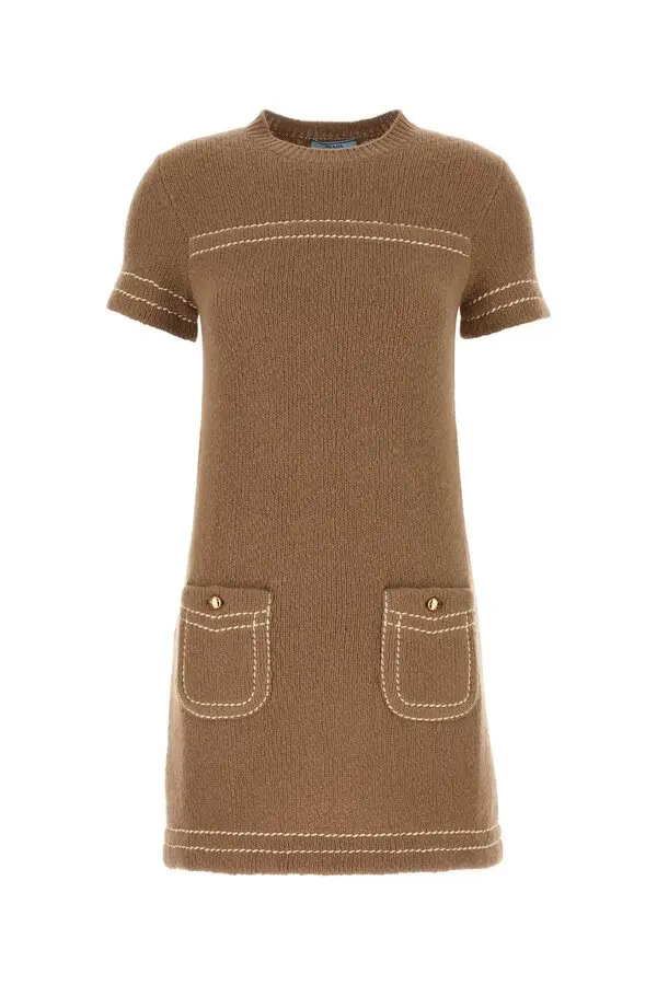 Prada Biscuit Cashmere Mini Dress