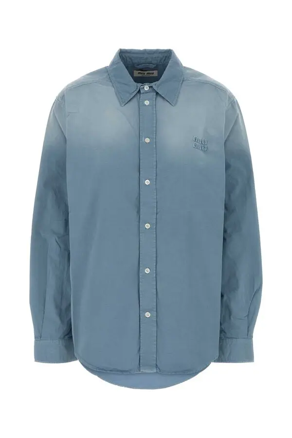 Miu Miu Oversize Cotton Twill Shirt - Light Blue