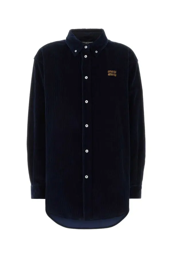 Miu Miu Miu-inspired Dark Corduroy Shirt For