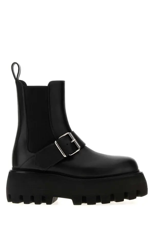 Alexander McQueen Platform Leather Ankle Boots