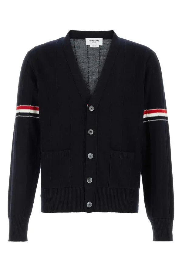 Thom Browne Virgin Wool Cardigan With Signature Stripes