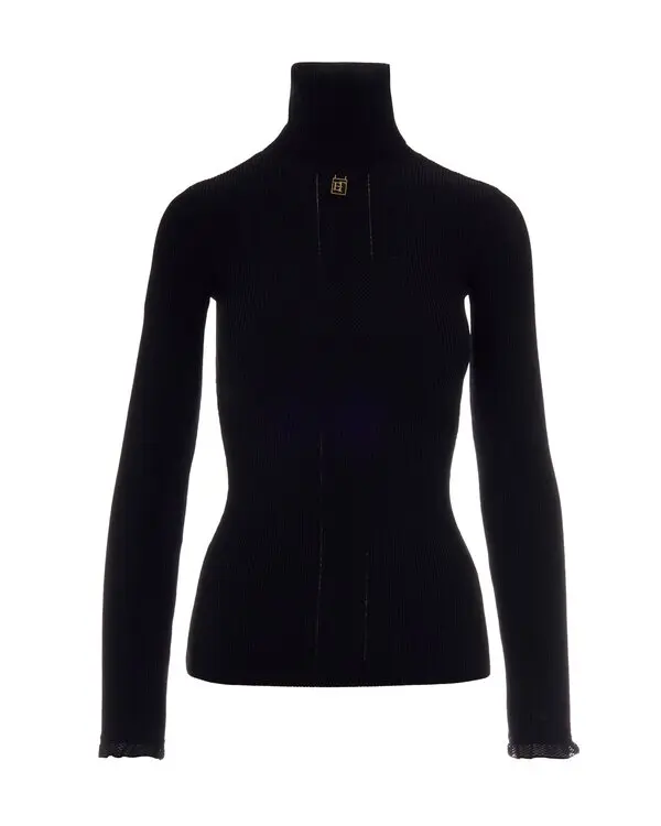 Elisabetta Franchi Ribbed Knit Turtleneck Sweater
