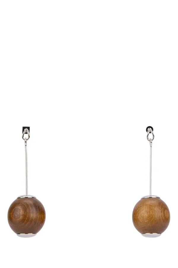 Jacquemus Nodo Wood & Brass Drop Earrings - Silverbrown