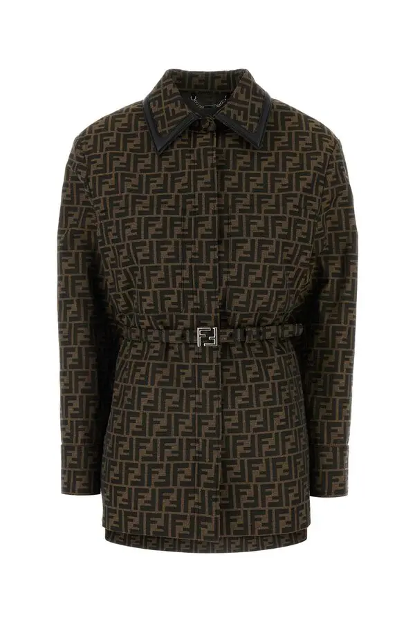 Fendi Embroidered Canvas Shirt With Ff Monogram