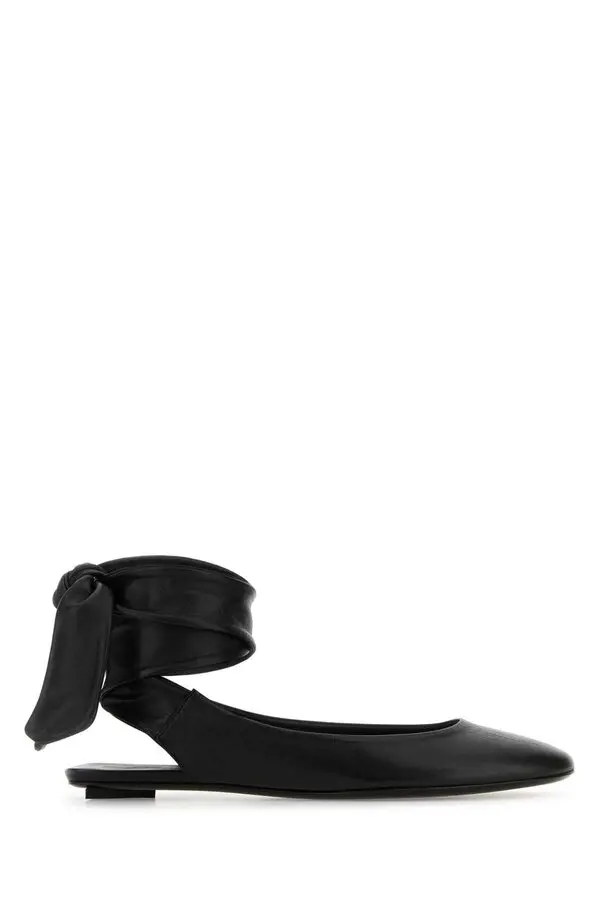 Attico Leather Ballerina Flats With Tie Fastening