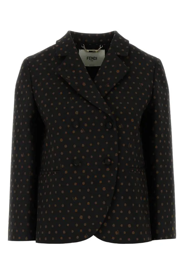 Fendi Double-breasted Stretch Wool-blend Blazer With Polka Dot Print - Printed