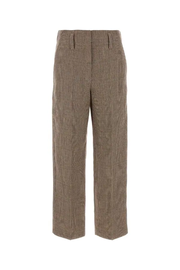 Brunello Cucinelli Embroidered Linen Pants For - Checked