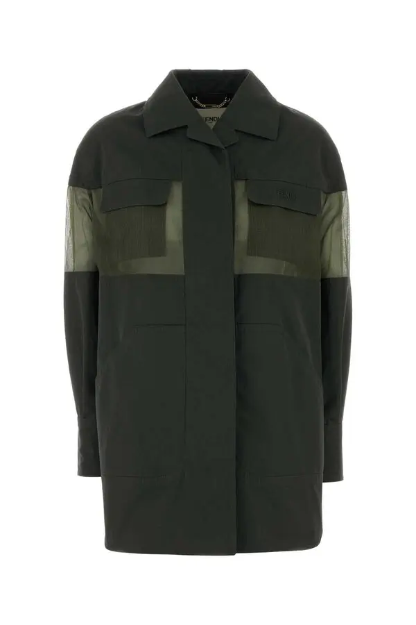 Fendi Cotton-blend Utility Jacket With Silk Trim