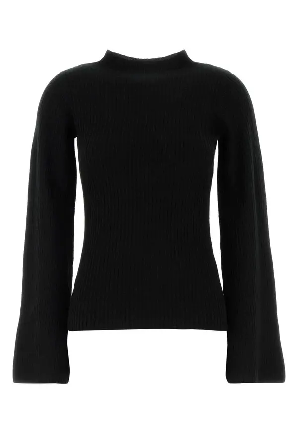 Le Kasha Utah Organic Cashmere Ribbed High Neck Sweater - Black