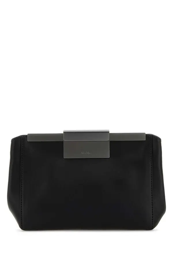 Max Mara Mini Leather Belt Handbag, 22 Cm X 16 Cm X 5 Cm - Black