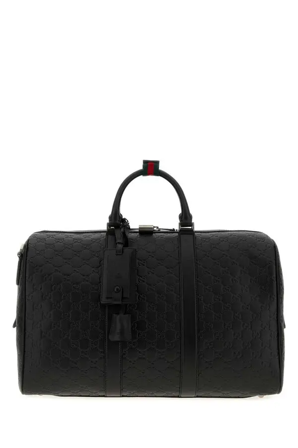 Gucci Leather Emblem Travel Handbag For