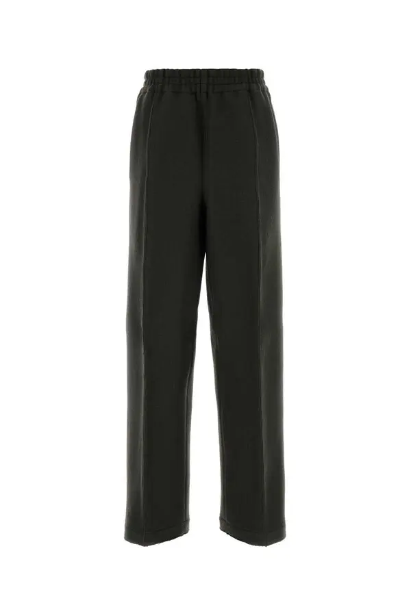 AMI Paris Virgin Wool Wide-leg Trousers - Grey