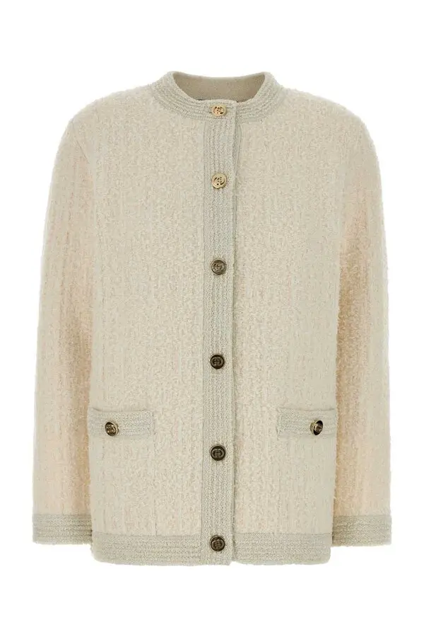 Gucci Stretch Bouclé Loop Cardigan - White