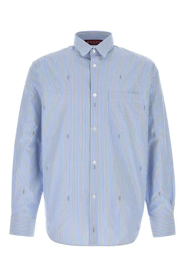 Gucci Striped Embroidered Poplin Shirt