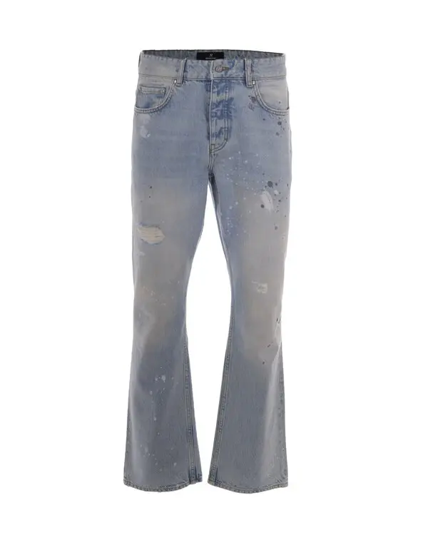 REPRESENT Paint-splatter Flared Jeans - Coastal Blue