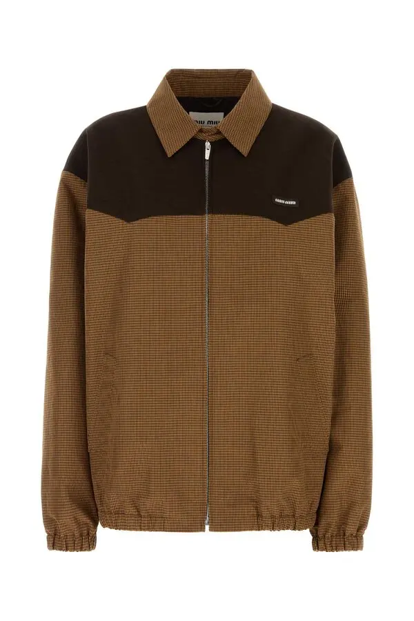 Miu Miu Embroidered Cotton Jacket - Checked
