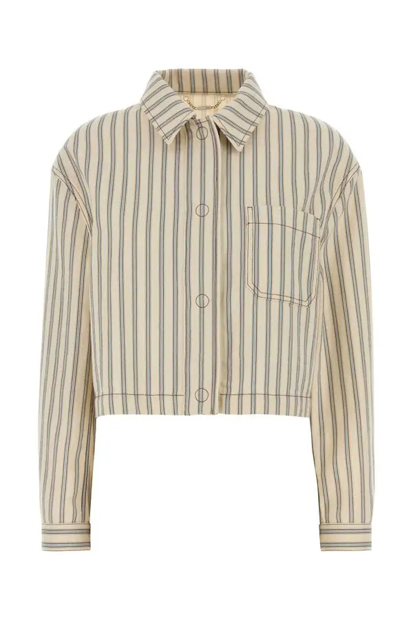 Fendi Embroidered Denim Jacket With Striped Detail - Stripped