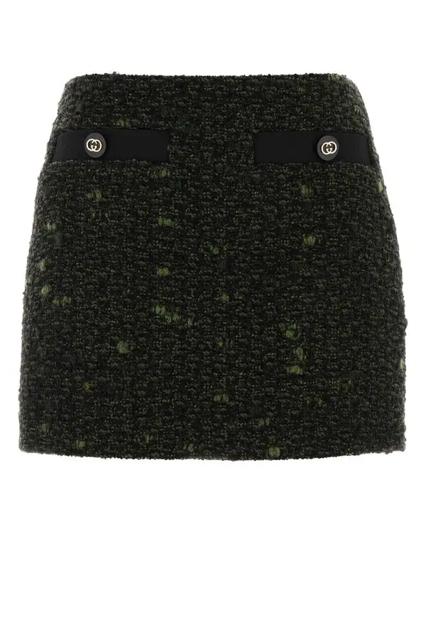 Gucci Style Boucle Knit Mini Skirt - Multicoloured