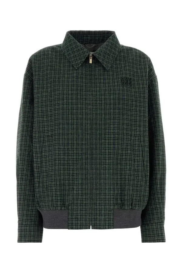 Miu Miu Embroidered Zip-up Jacket - Checked