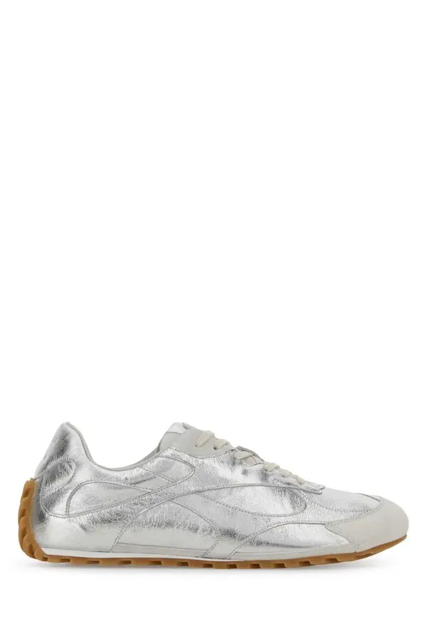 Bottega Veneta Orbit Leather & Suede Sneakers - Silver