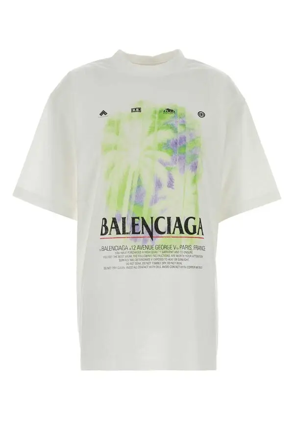 Balenciaga Graphic Print Cotton T-shirt - White
