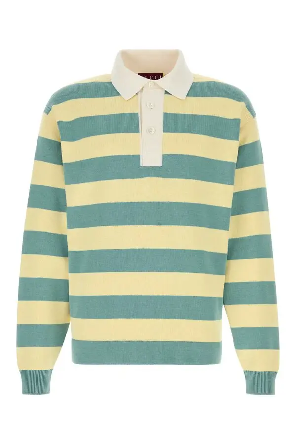 Gucci Embroidered Silk-blend Polo Shirt - Stripped