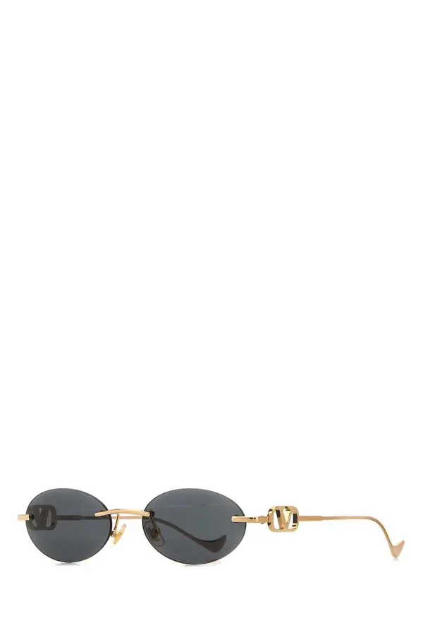 Valentino Garavani Oval Metal Frame Sunglasses - Gold