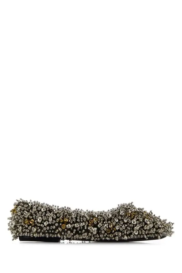 Dries Van Noten Embellished Fabric Ballerinas - Silver