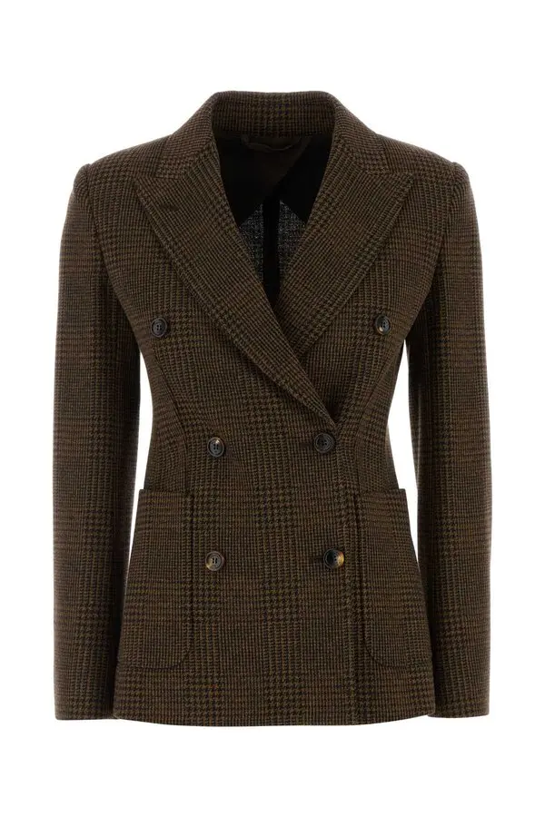 Max Mara Zulma Embroidered Cotton-blend Blazer For - Checked