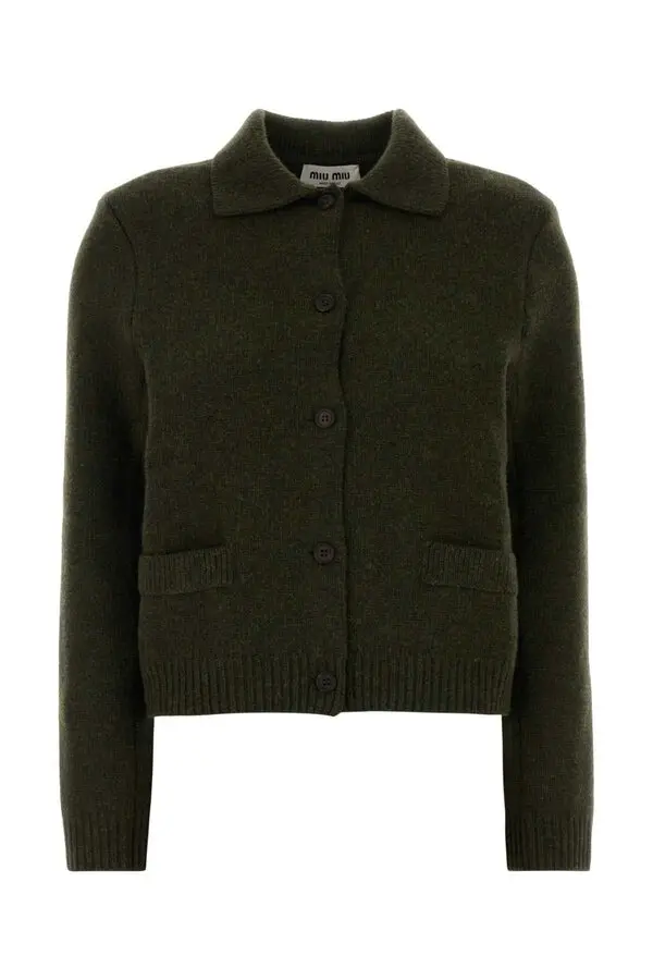 Miu Miu 100% Virgin Wool Cardigan - Green