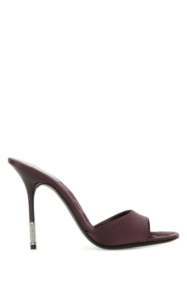 Gucci Satin Flat Sandals With Leather Sole - Purple