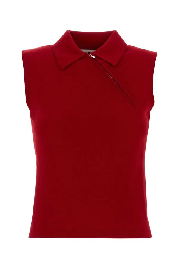 Miu Miu Cashmere Zip-up Polo Shirt - Red