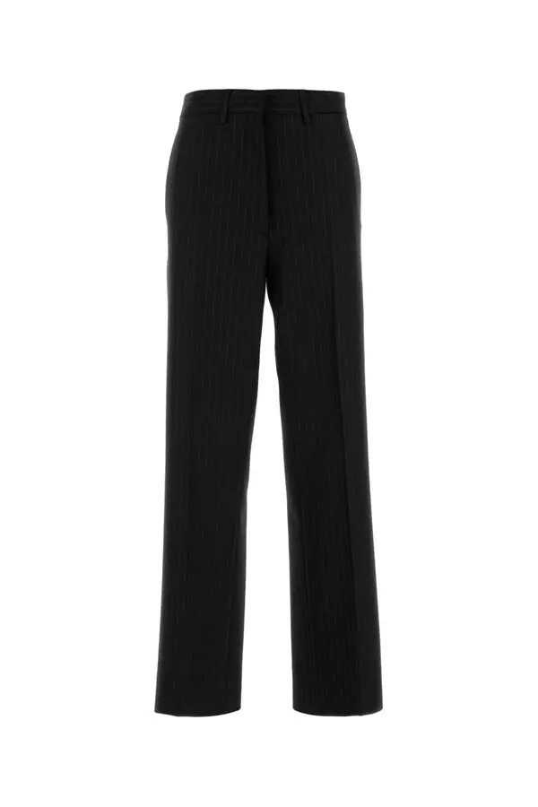 Miu Miu Embroidered Stretch Wool Palazzo Pants