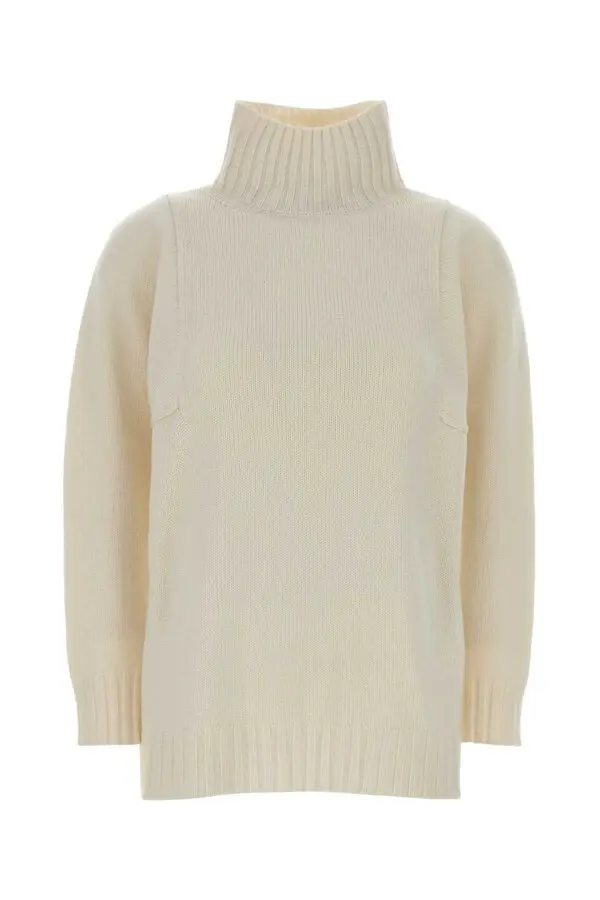 Max Mara Aceti 100% Cashmere Sweater - White