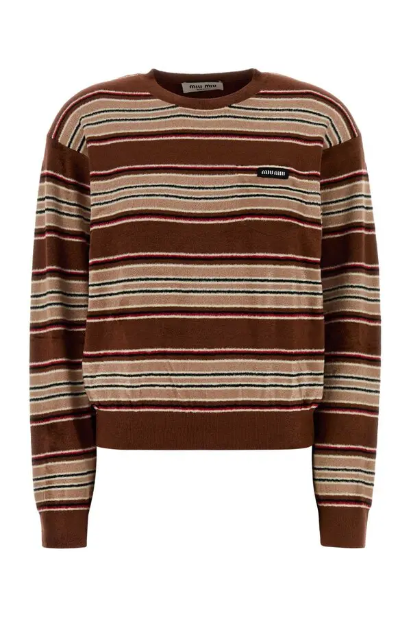 Miu Miu Embroidered Chenille Sweater - Stripped