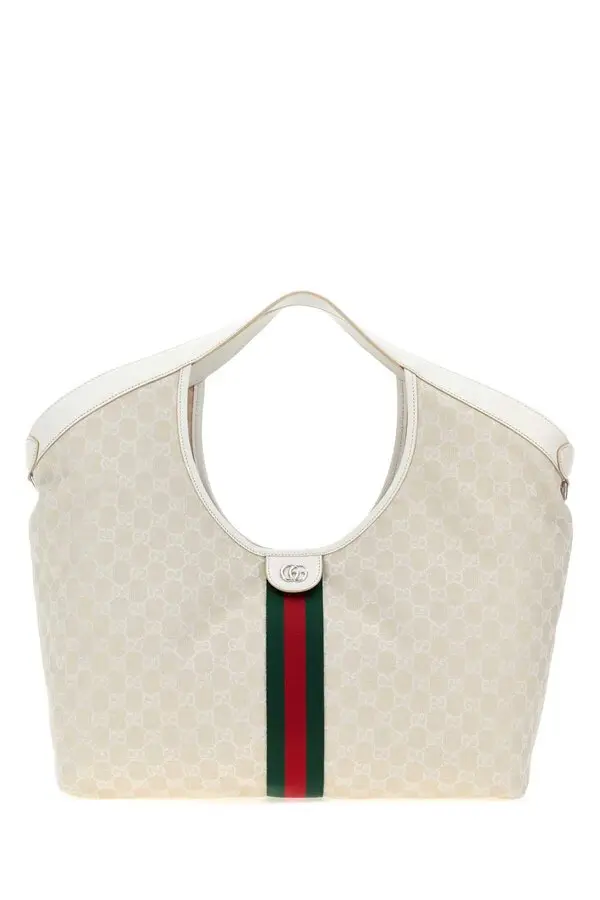 Gucci Large Gg Fabric Shopping Handbag - White