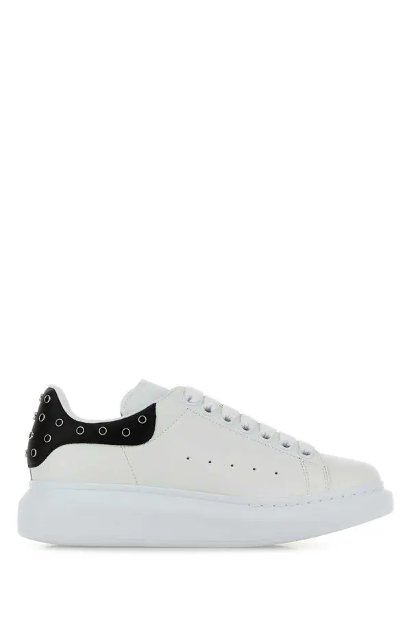 Alexander McQueen Leather Sneaker With Leather Heel - White