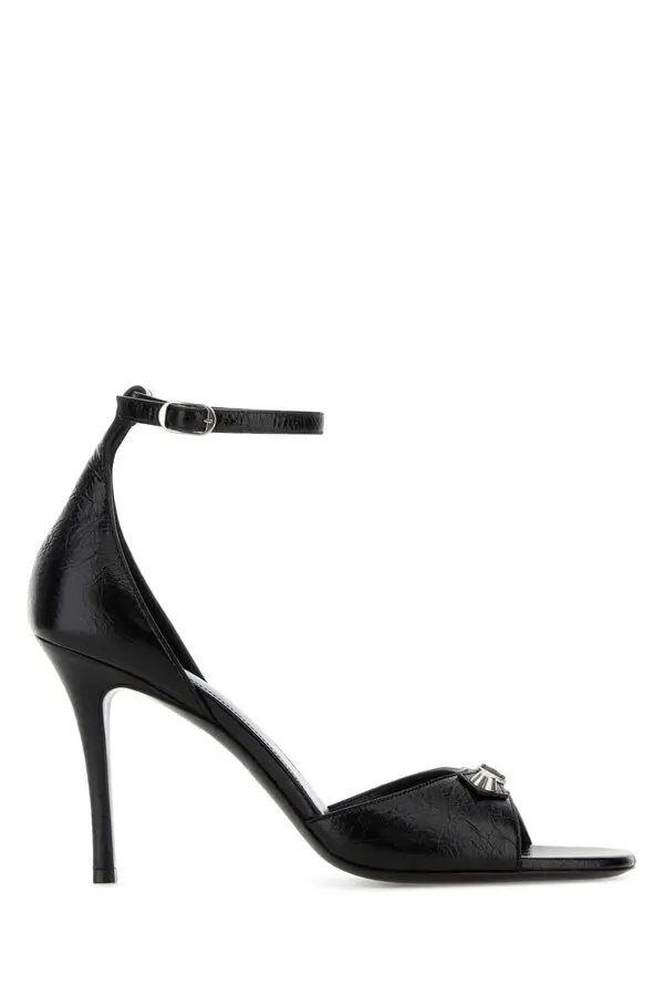 Balenciaga City Up Leather Sandals With Sculpted Heel