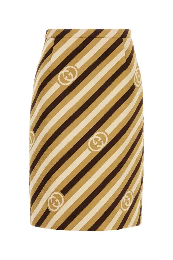 Gucci Embroidered Chenille Striped Skirt - Stripped