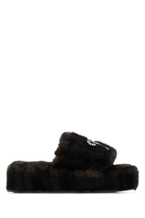 Balenciaga Eco Fur Platform Slippers