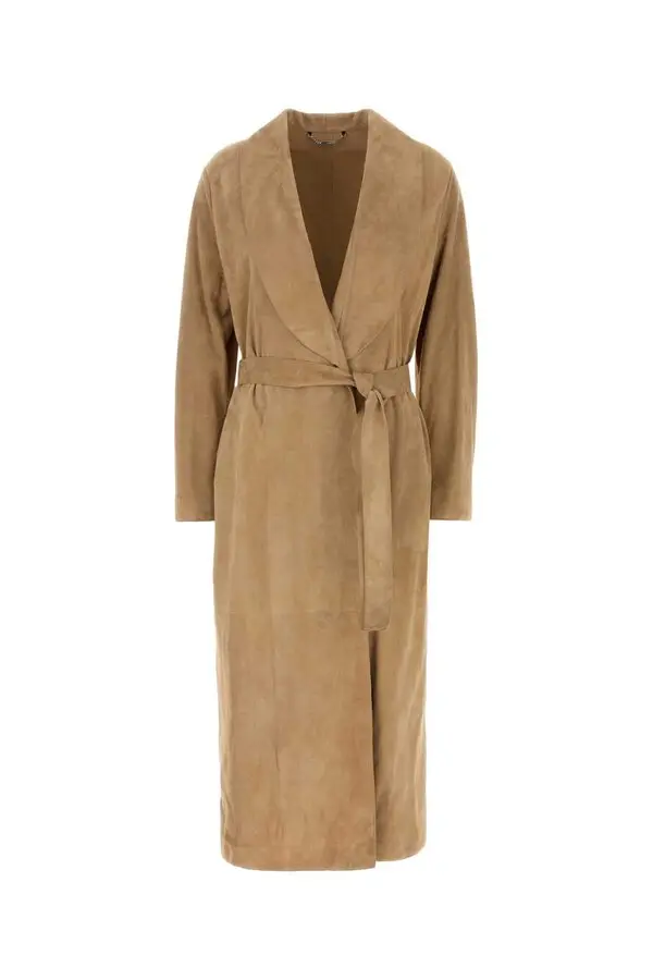 Fendi Calf Suede Trench Jacket - Camel