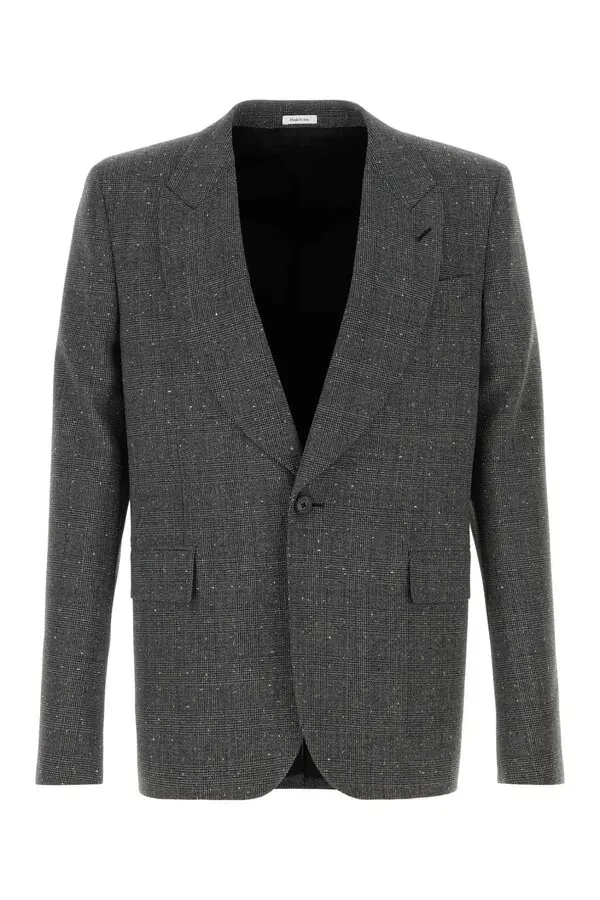 Alexander McQueen Embroidered Glencheck Wool Blazer
