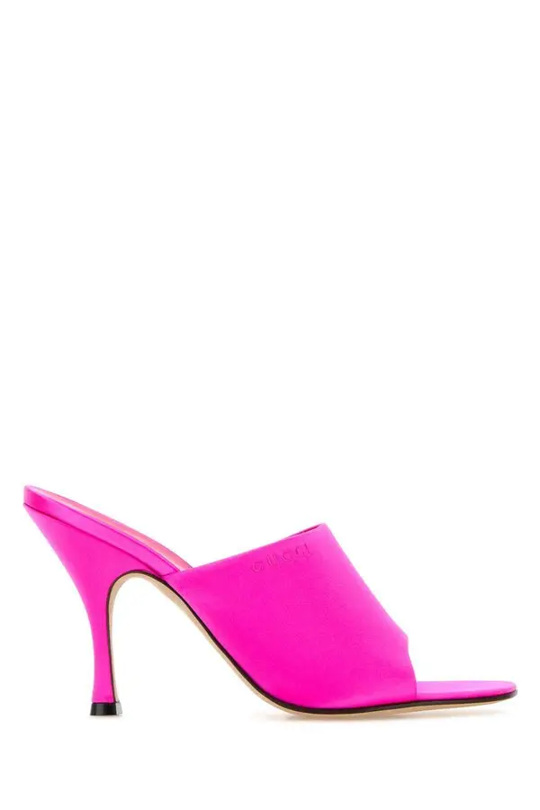 Gucci Satin Flat Sandals With 9.5 Cm Heel For