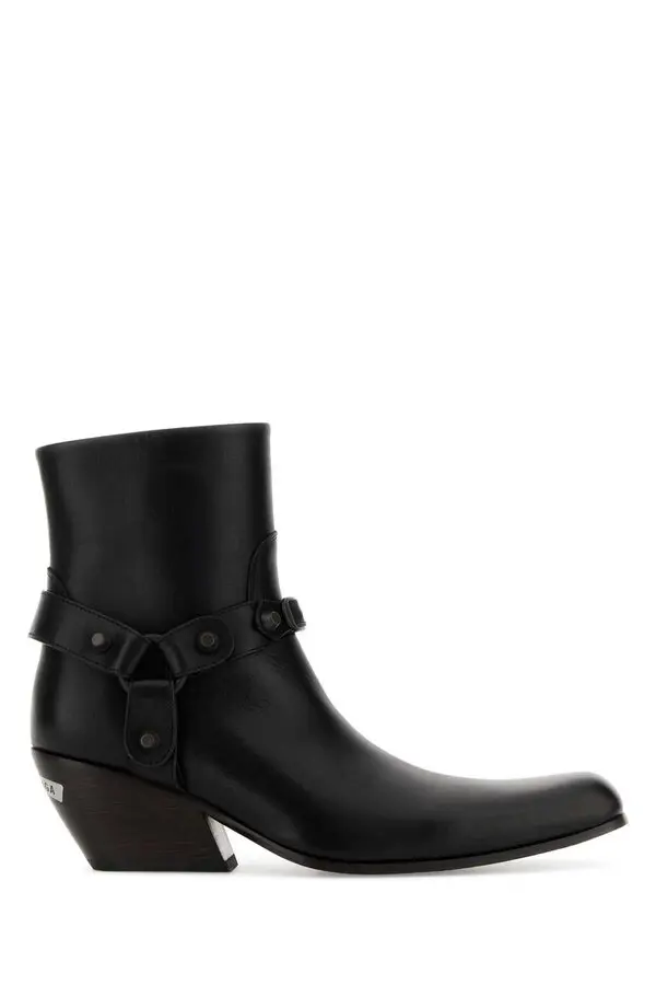 Balenciaga Memphis Leather Ankle Boots With 5.5 Cm Stacked Heel