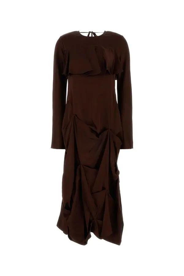 GANNI Satin Mini Dress - Brown