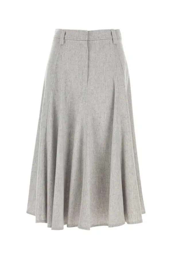Brunello Cucinelli Brushed Wool A-line Skirt - Grey
