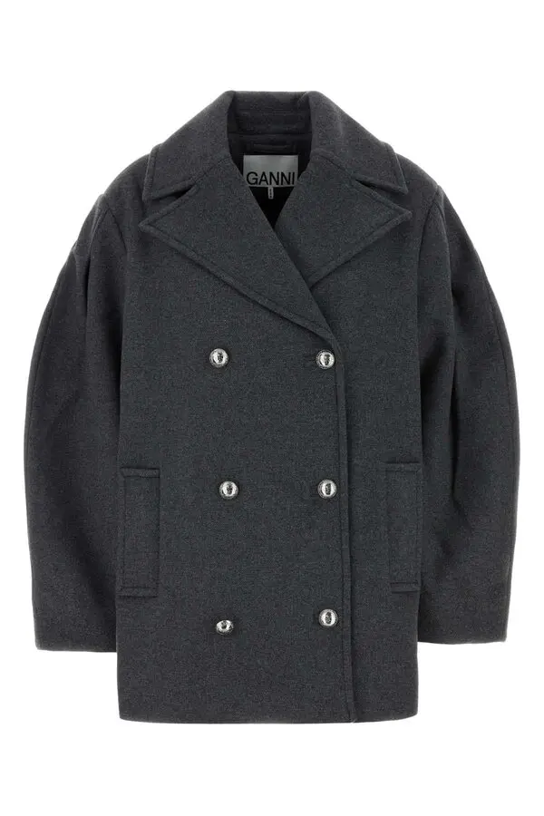 GANNI Wool Blend Jacket With Cashmere Touch